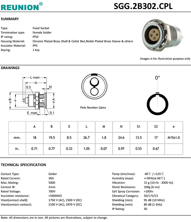 2B Series Fixed Socket Female Solder Metal Circular Connectors- Buy ...