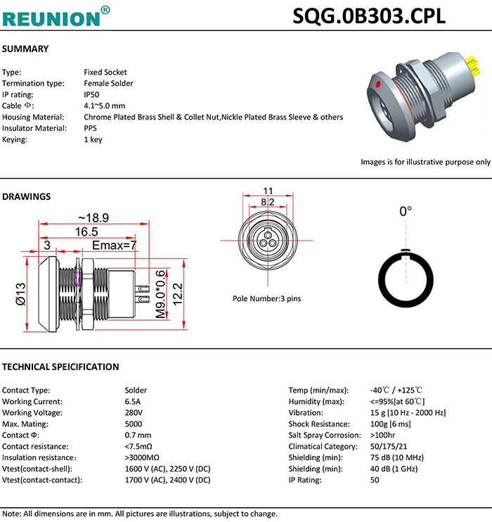 SQG EGG EGA Metal Circular Connector 2 3 4 5 6 7 9 Pin Female ...